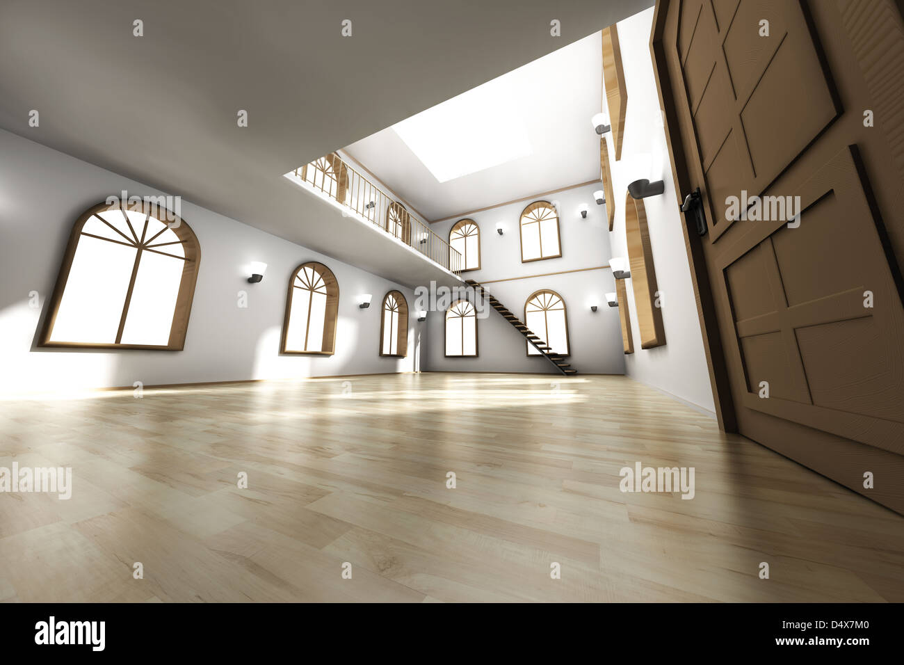 Architecture visualization of a Loft interior. 3D rendered Illustration ...
