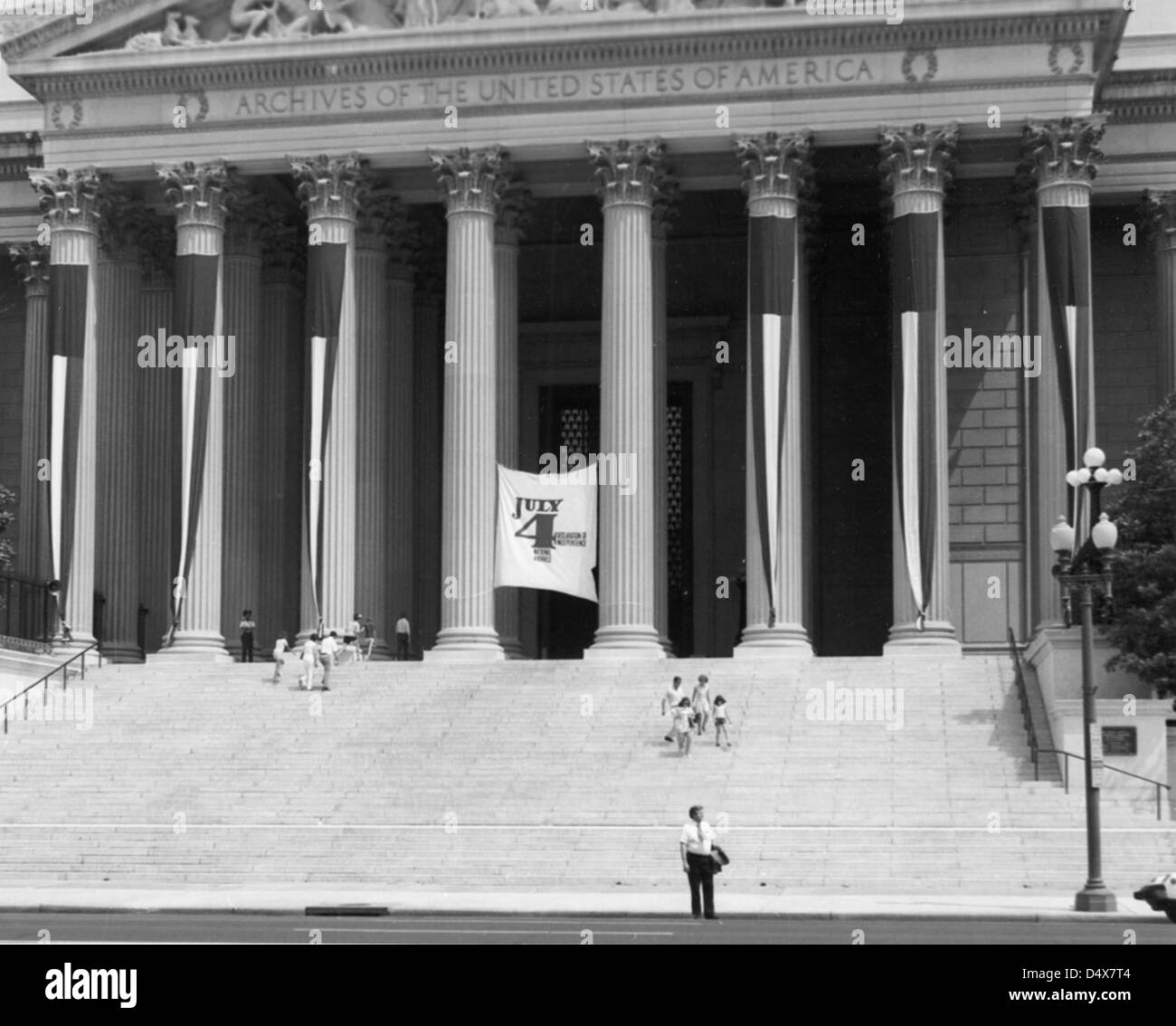 This 1973 photograph shows July 4th Independence Day ceremonies at the ...