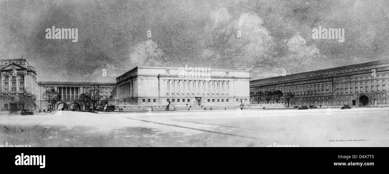 This architectural drawing depicts the design of the Archives Building ...