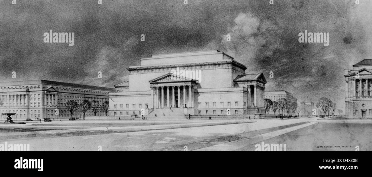 An architectural drawing of the Archives Building, a key structure in ...