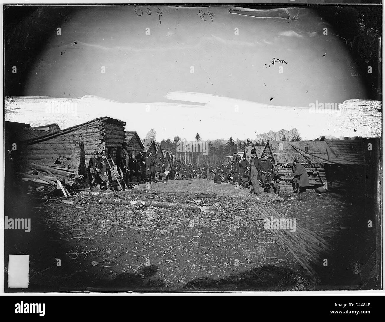 This image by Mathew Brady shows the winter quarters of an infantry ...