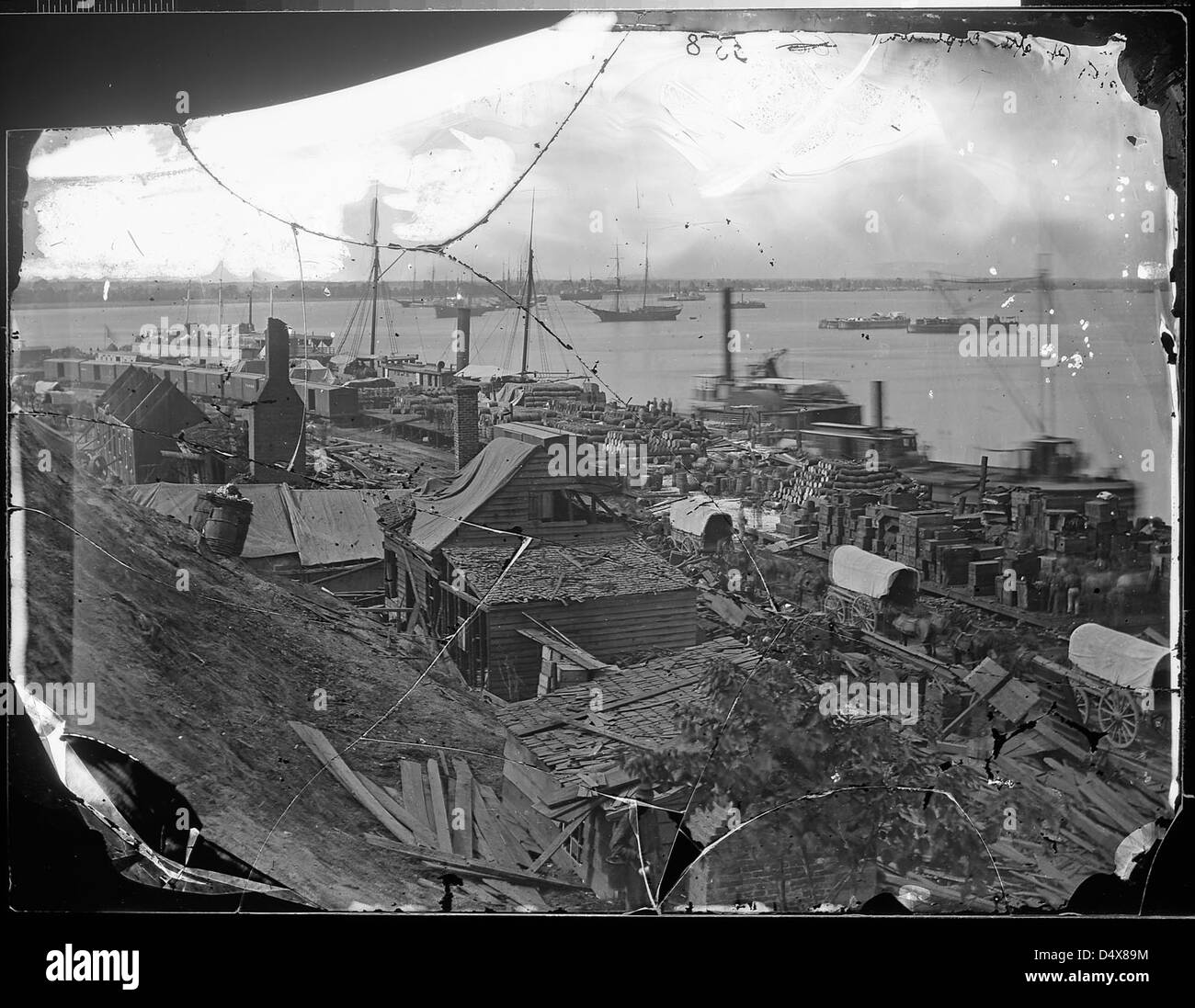 This photograph shows the aftermath of an ordnance boat explosion at ...