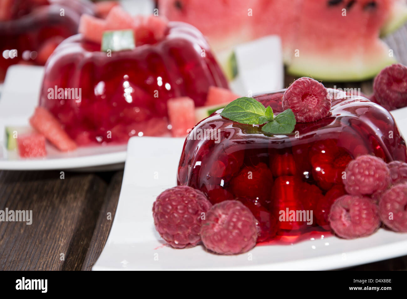 Mixed sorts of red Jello (Strawberry, Watermelon and Raspberry) on ...