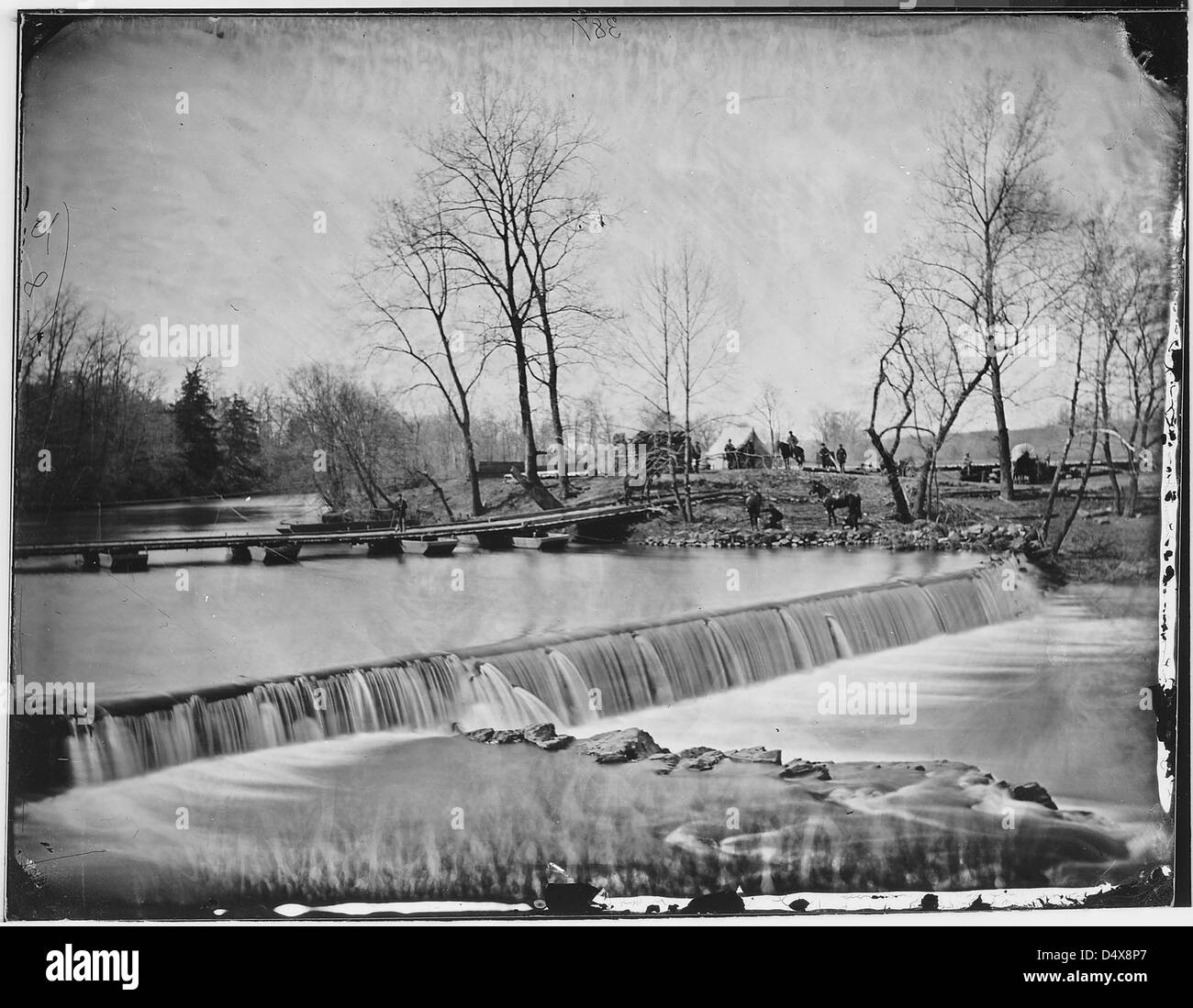 A photograph taken by Mathew Brady during the Civil War, showing a dam ...