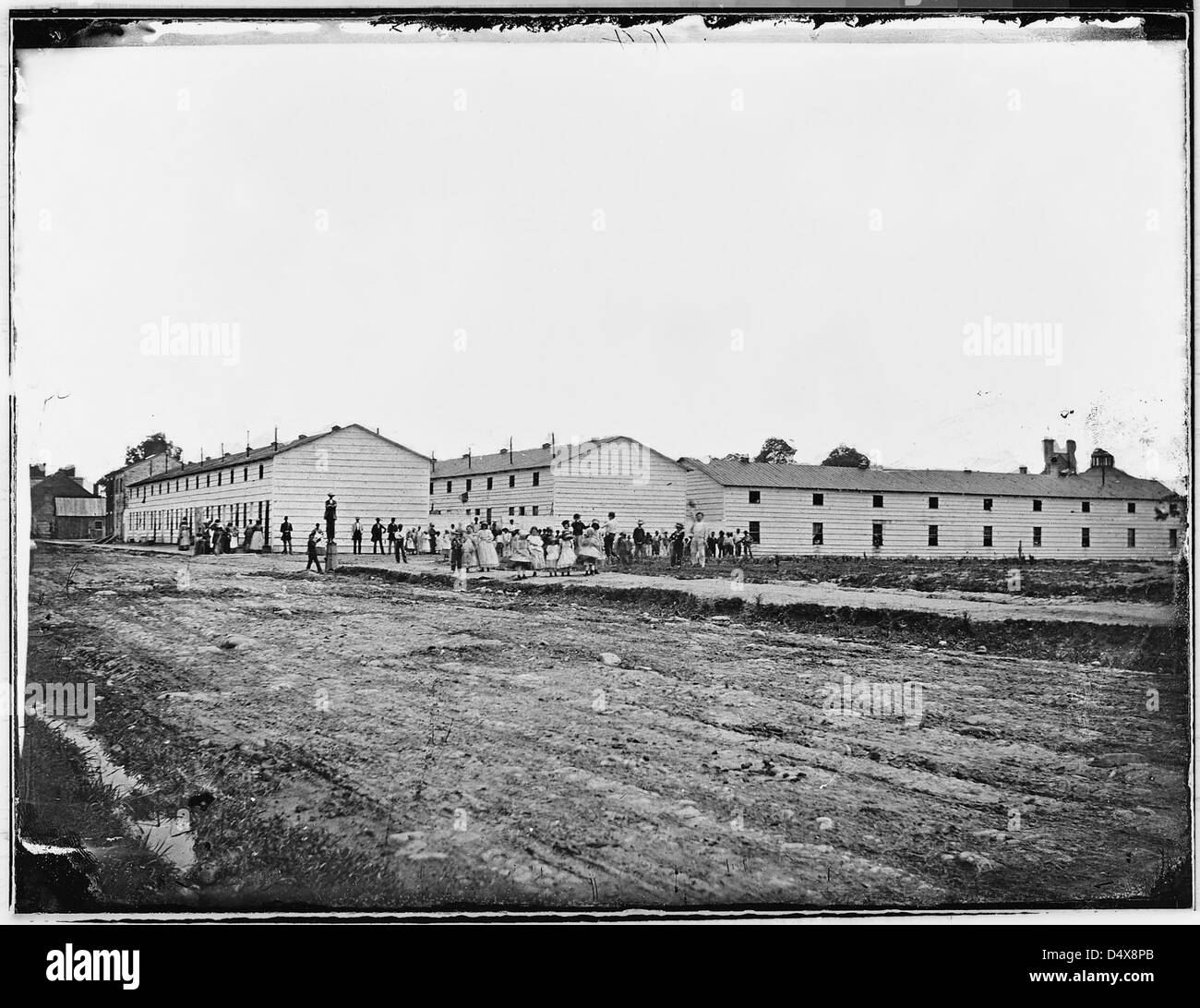 A photograph by Mathew Brady shows a Civil War-era hospital near ...