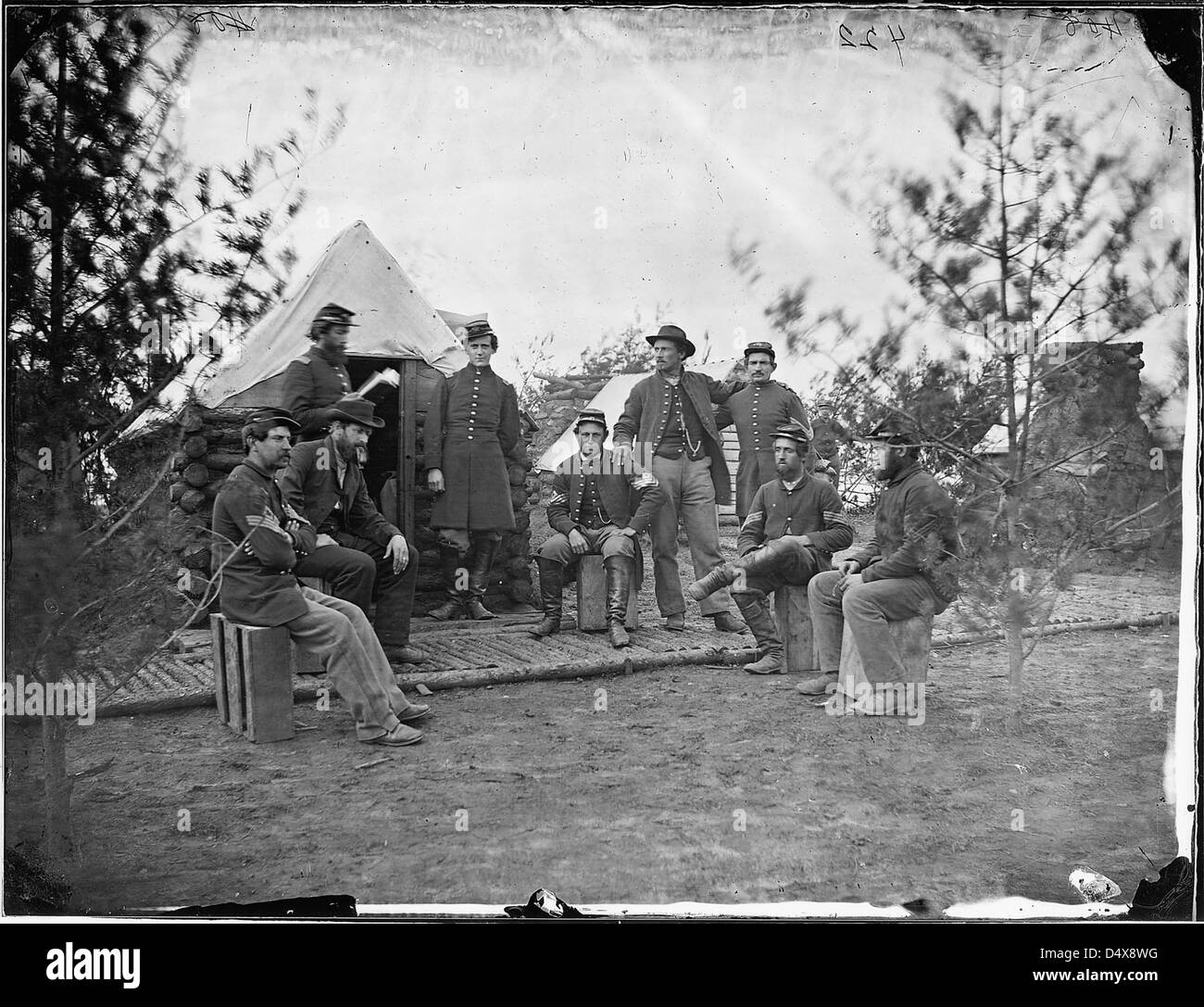 This photograph by Mathew Brady depicts soldiers in camp during the ...