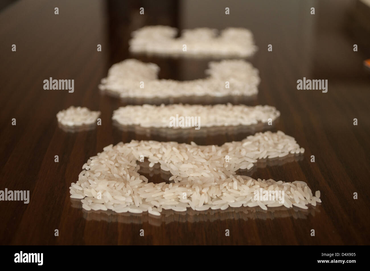 sign made from Rice Stock Photo - Alamy