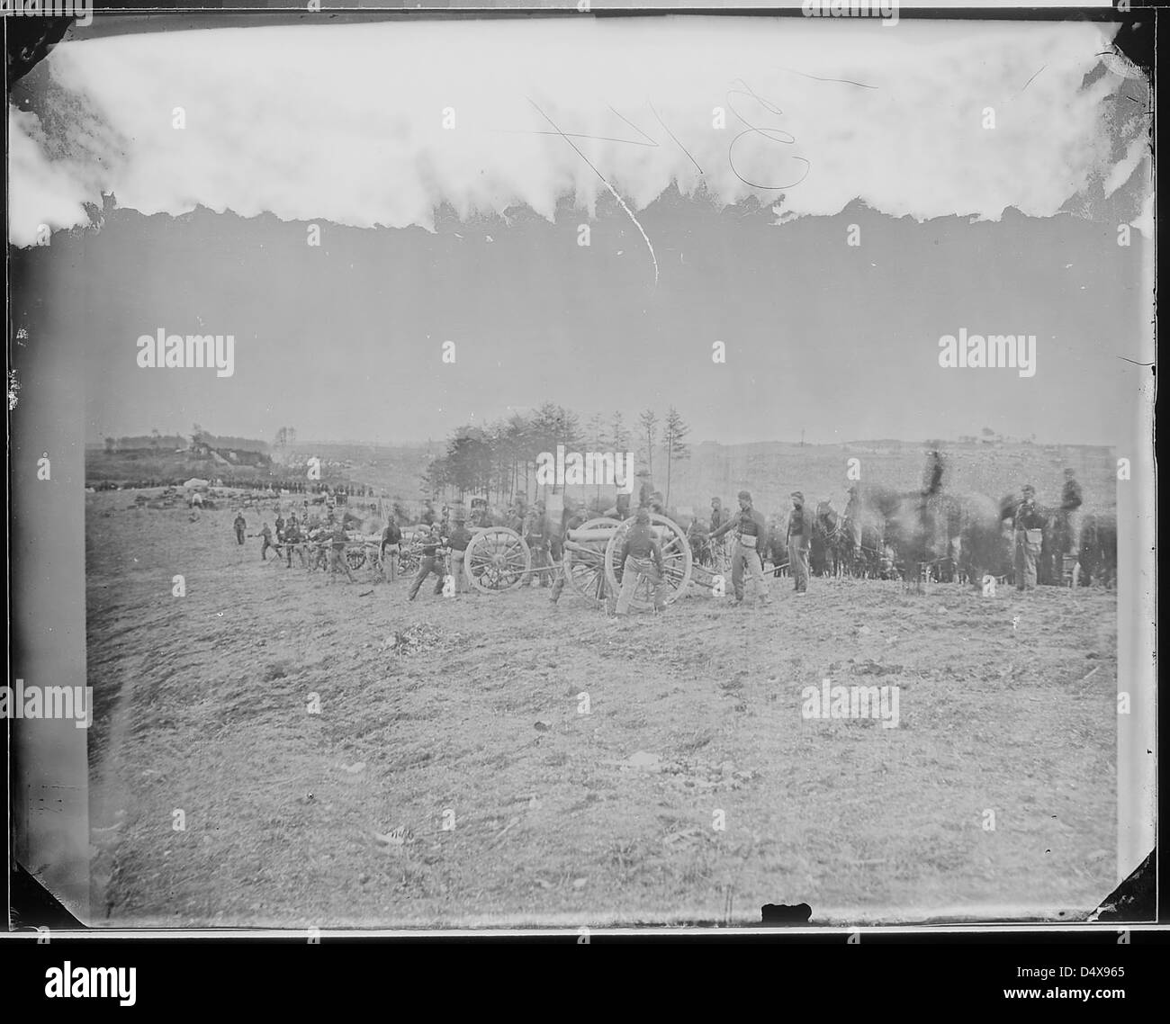 A Mathew Brady photograph from the U.S. Civil War showing a battery in ...