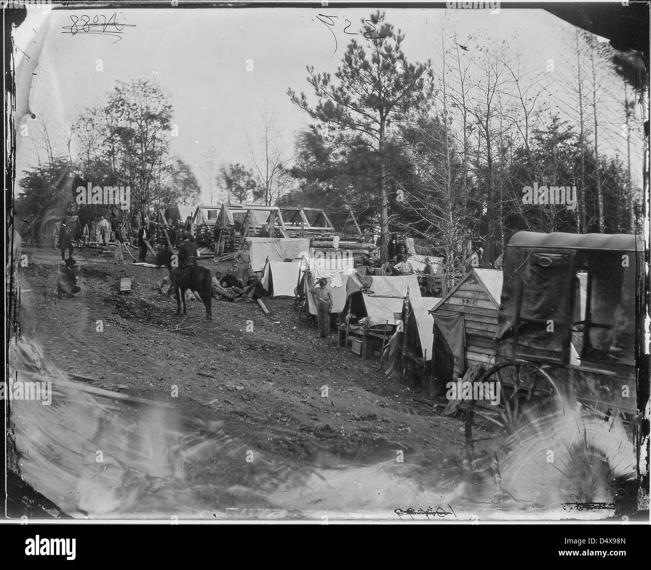 A camp scene from the Civil War, photographed by Mathew Brady. The ...