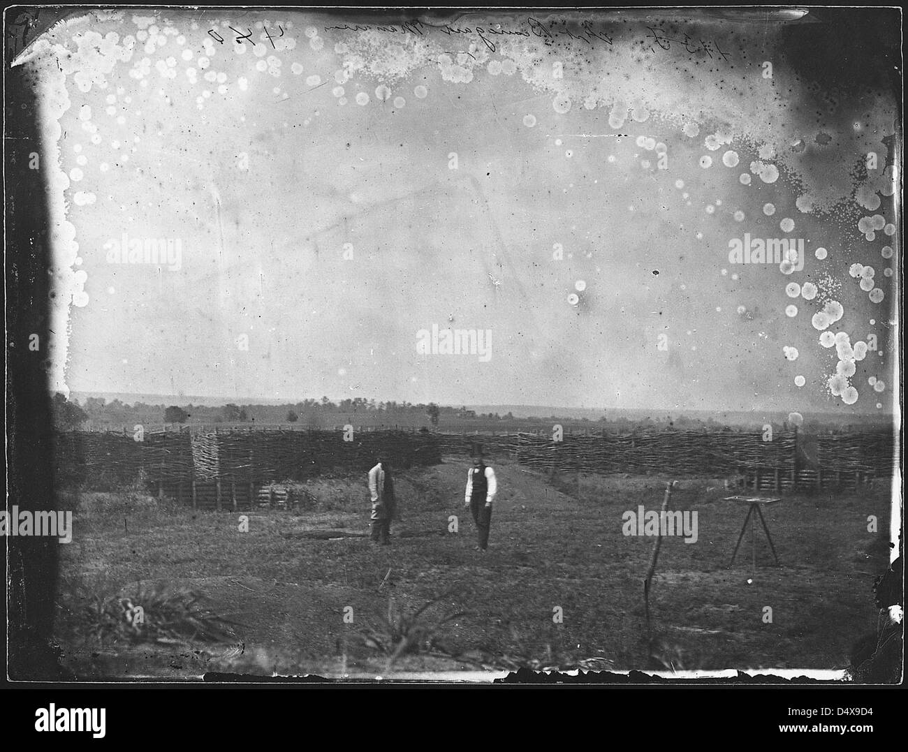 This photograph by Mathew Brady shows Fort Beauregard in Manassas ...