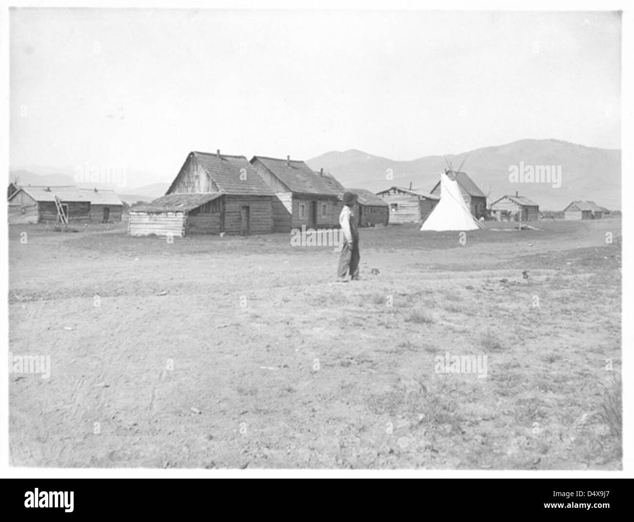 A photograph showing a Native American man at the Flathead Irrigation ...