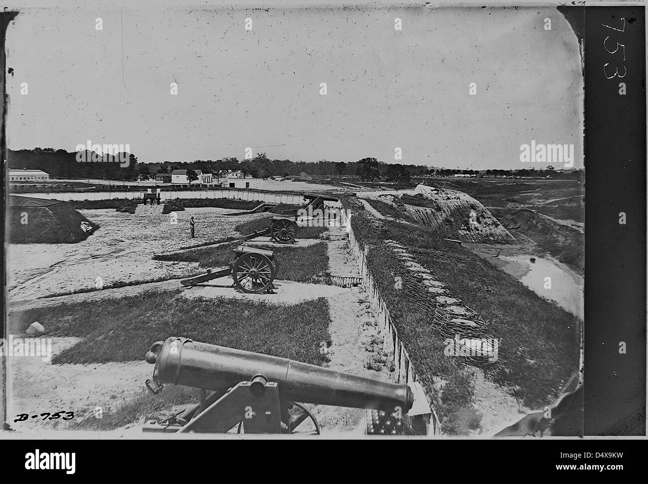 A photograph by Mathew Brady capturing a Civil War fort. This image ...