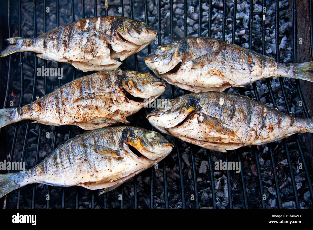 grilled fish on barbecue Stock Photo - Alamy