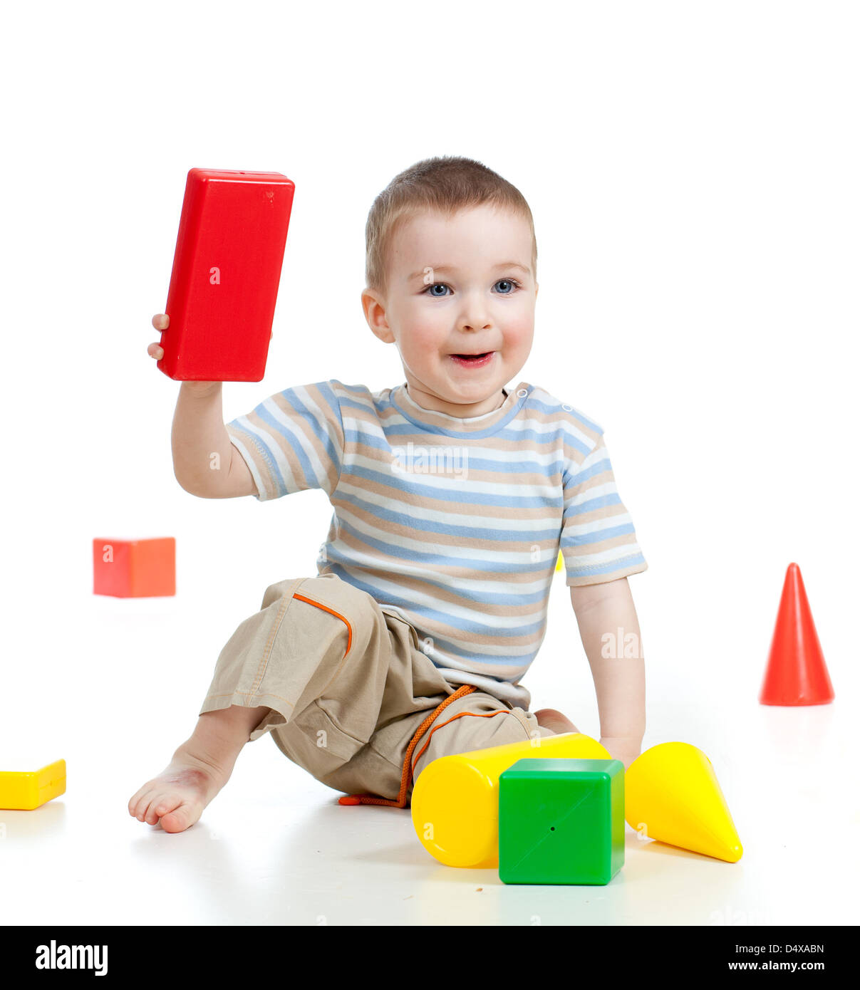little boy playing with building blocks Stock Photo - Alamy