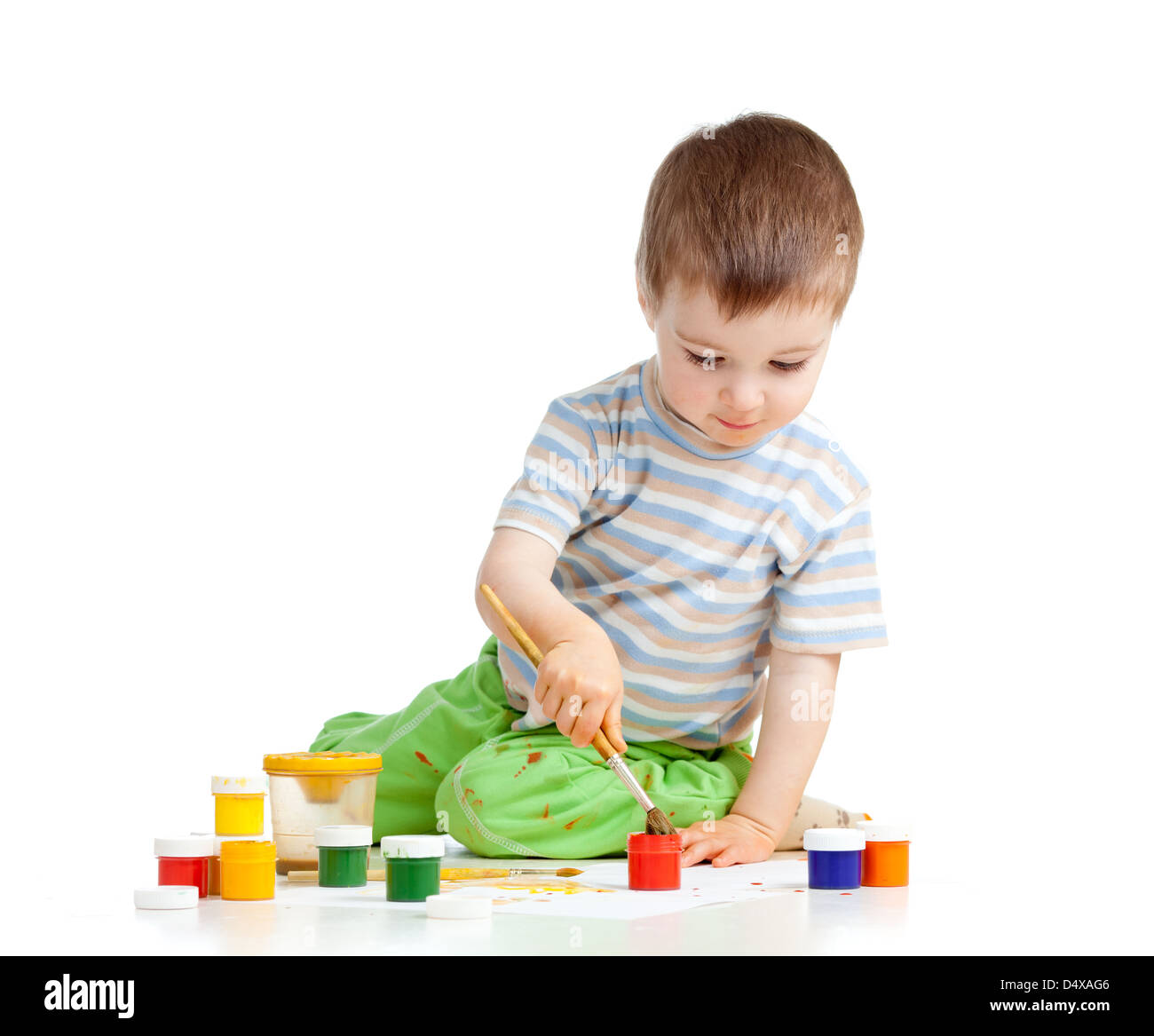 kid drawing with paints Stock Photo - Alamy