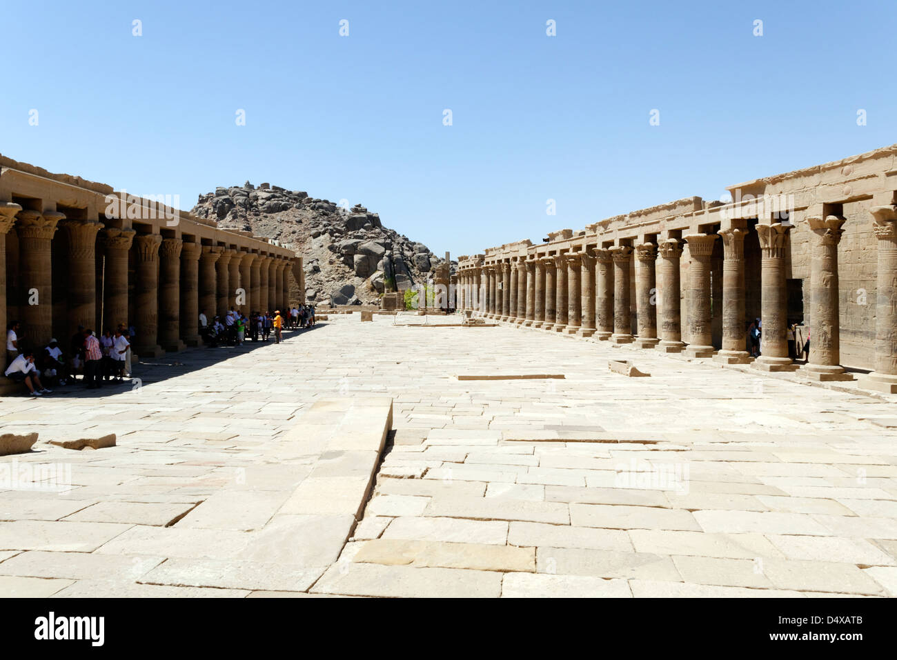Egypt. The outer courtyard flanked by colonnades which leads to the ...