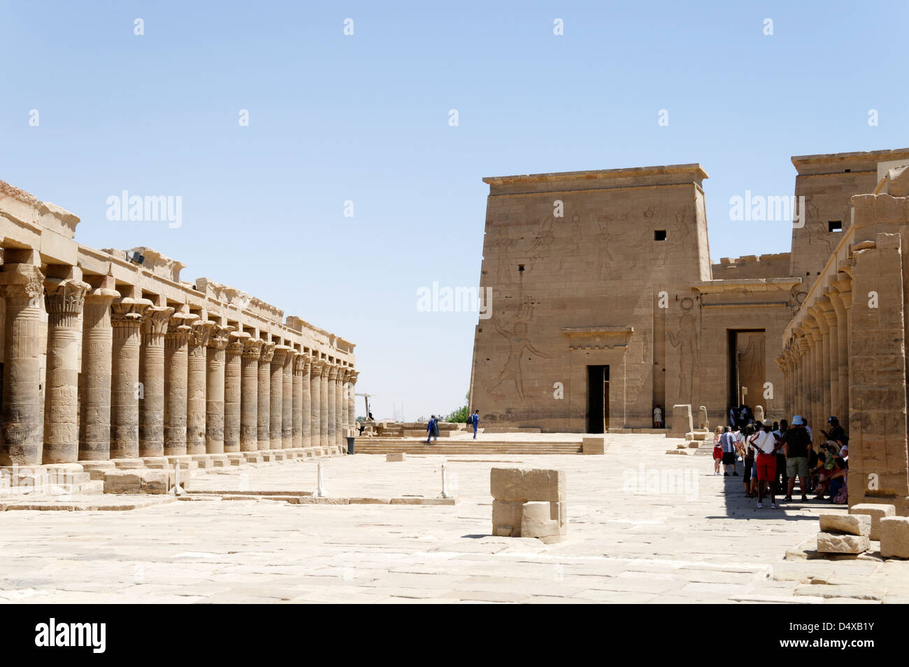 Egypt. The outer courtyard flanked by colonnades which leads to the ...