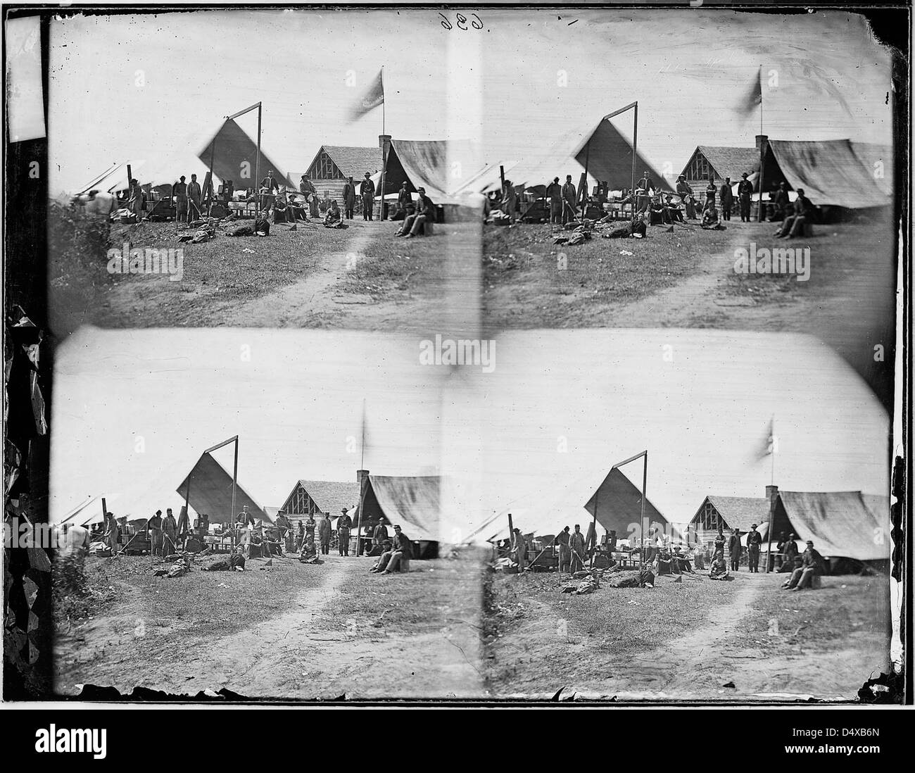 A photograph by Mathew Brady of a Civil War camp scene, depicting ...