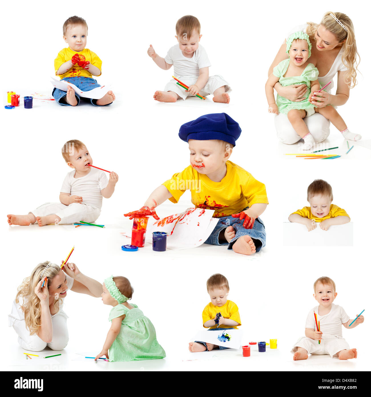 Happy smiling children playing drawing hi-res stock photography and ...