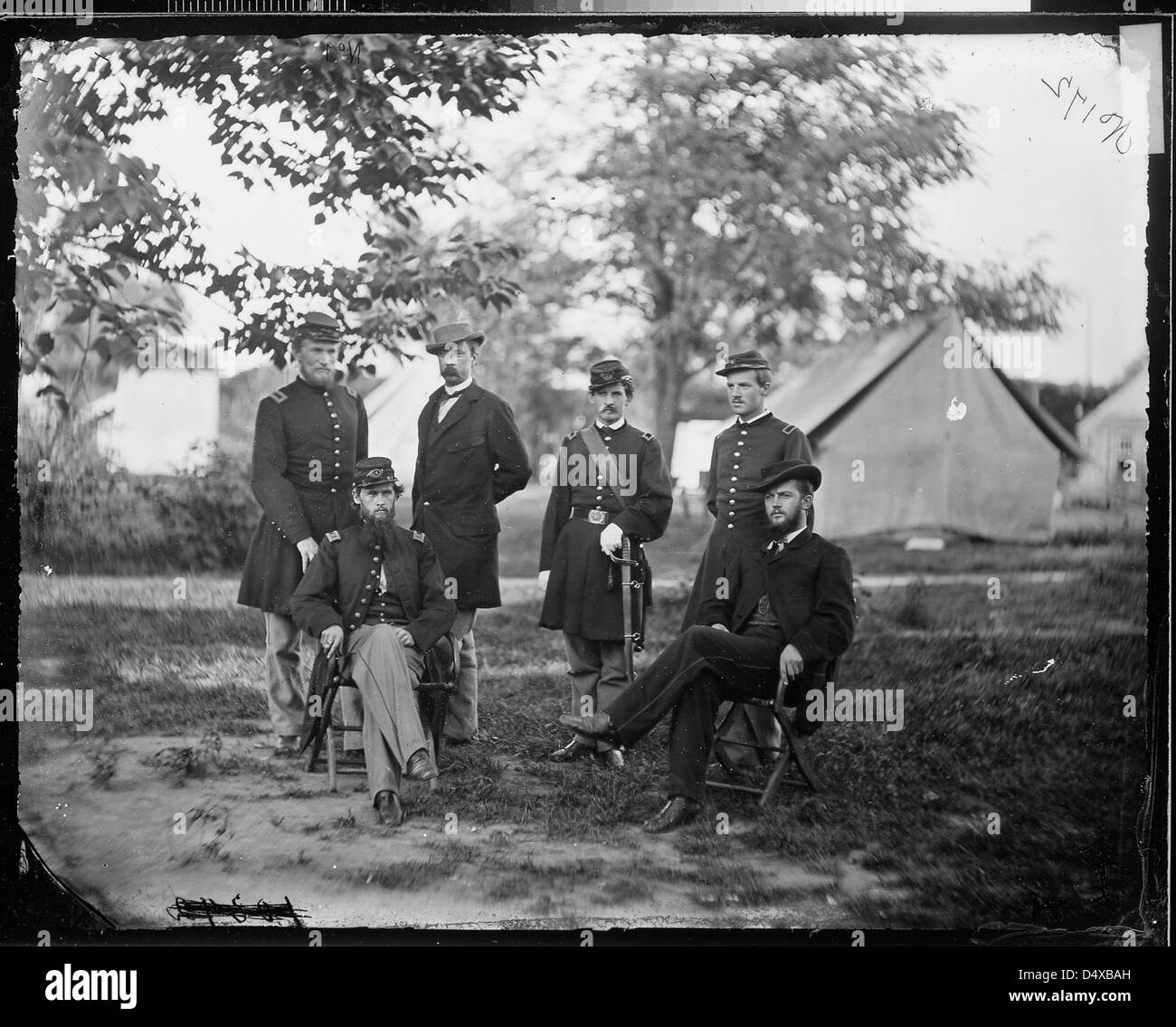 A photograph by Mathew Brady captures officers of the 4th Infantry ...
