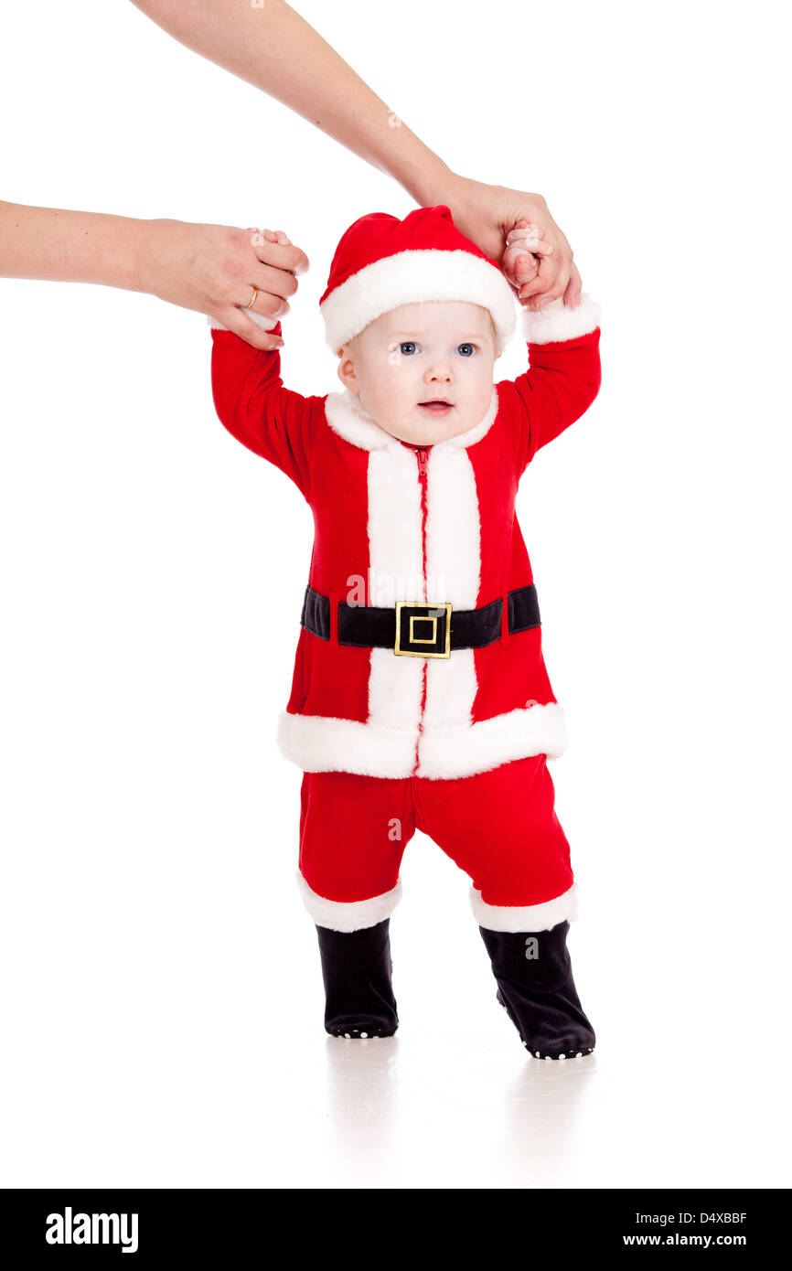 first steps of Santa claus baby toddler Stock Photo - Alamy