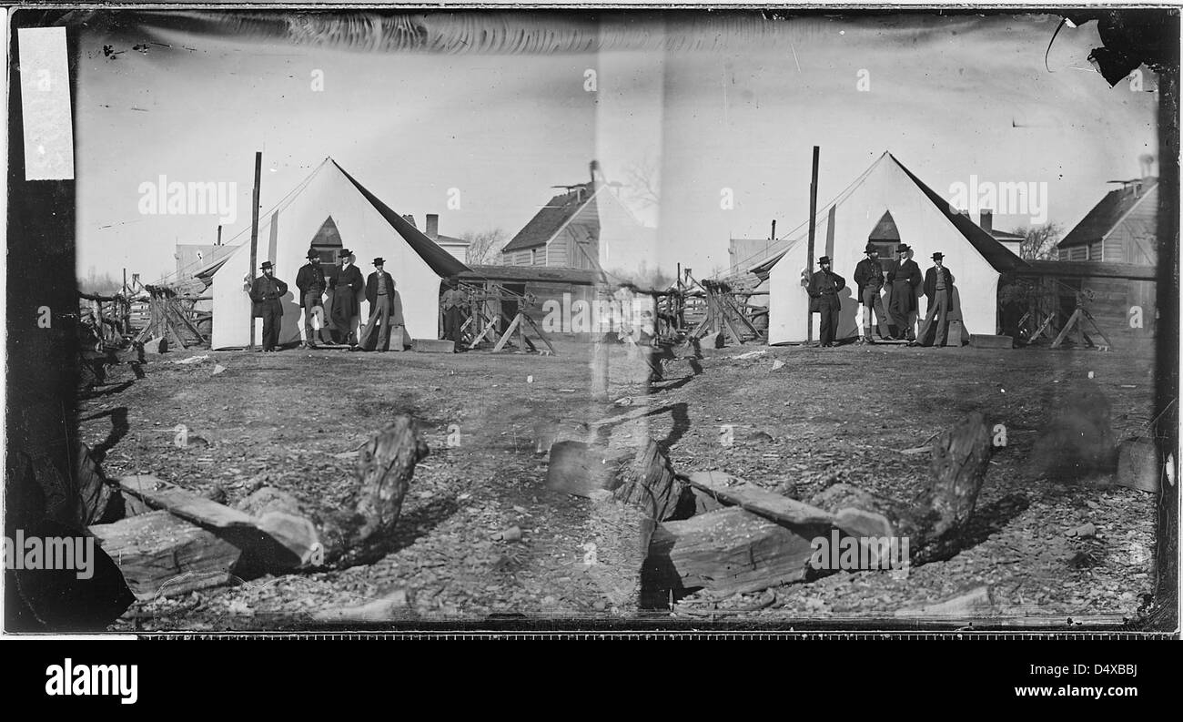 A Civil War camp scene captured by Mathew Brady, showing Union soldiers ...