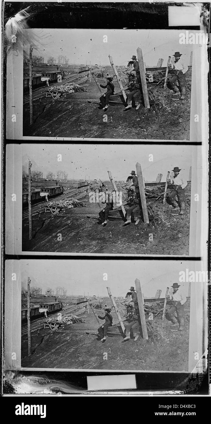 A Civil War-era photograph by Mathew Brady, showing the view along the ...