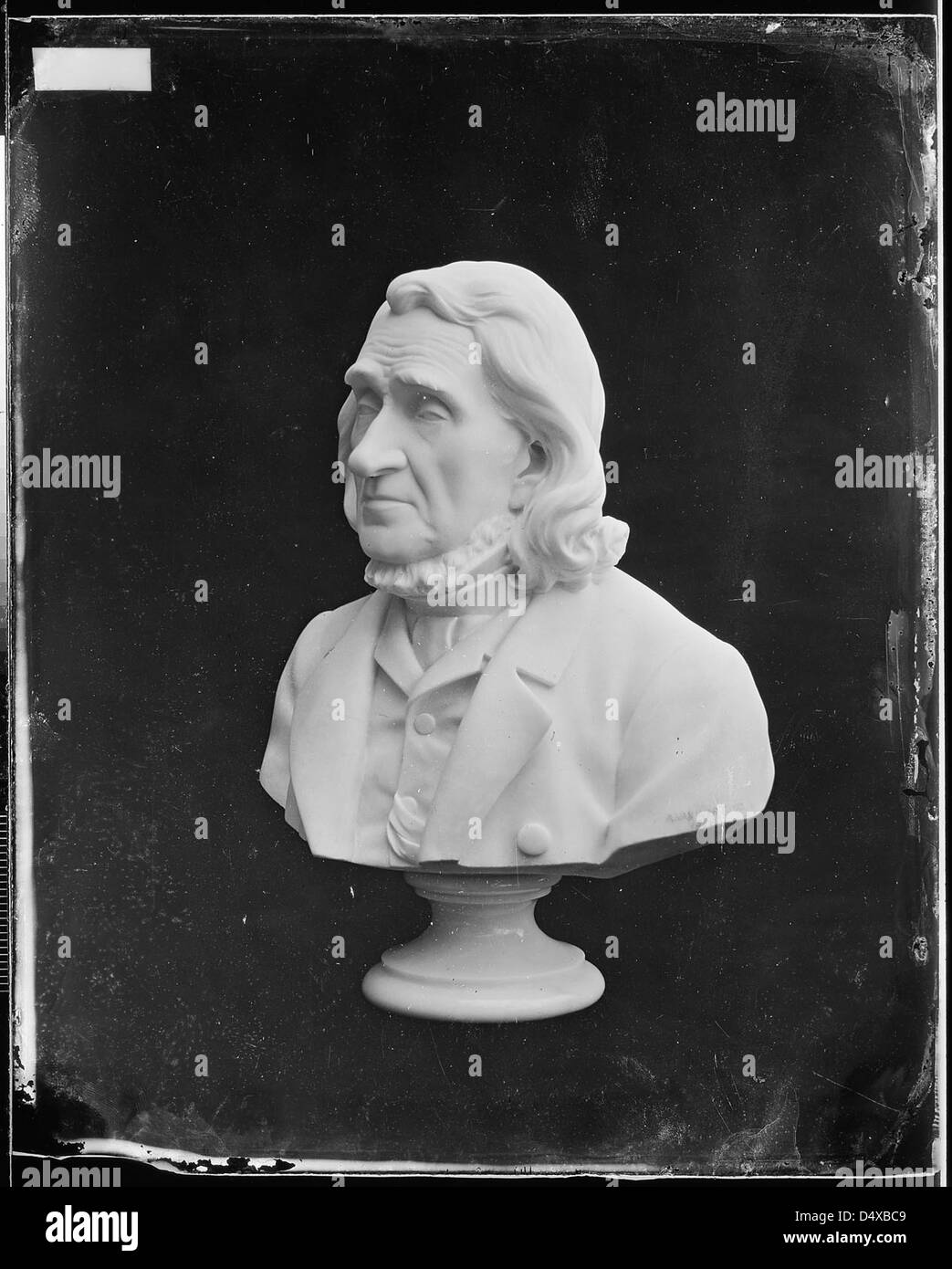 A bust of Peter Cooper, a prominent American industrialist and ...