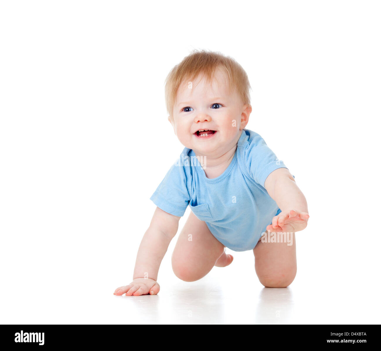 cute cheerful crawling baby boy isolated on white background Stock ...
