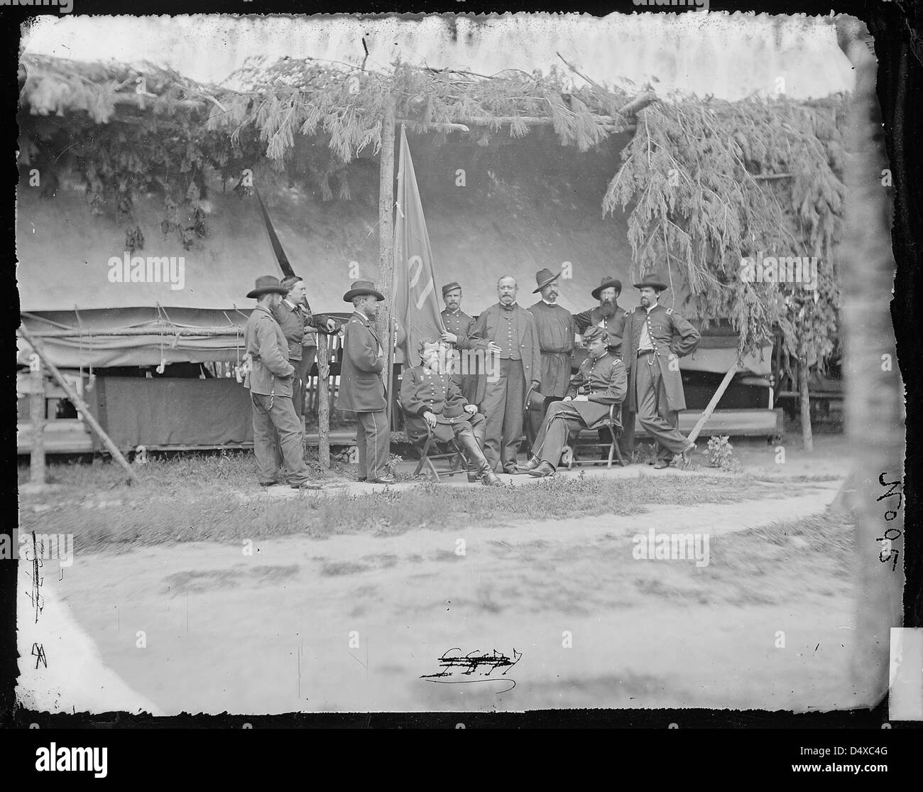 A photograph of General David B. Birney and his staff of six during the ...