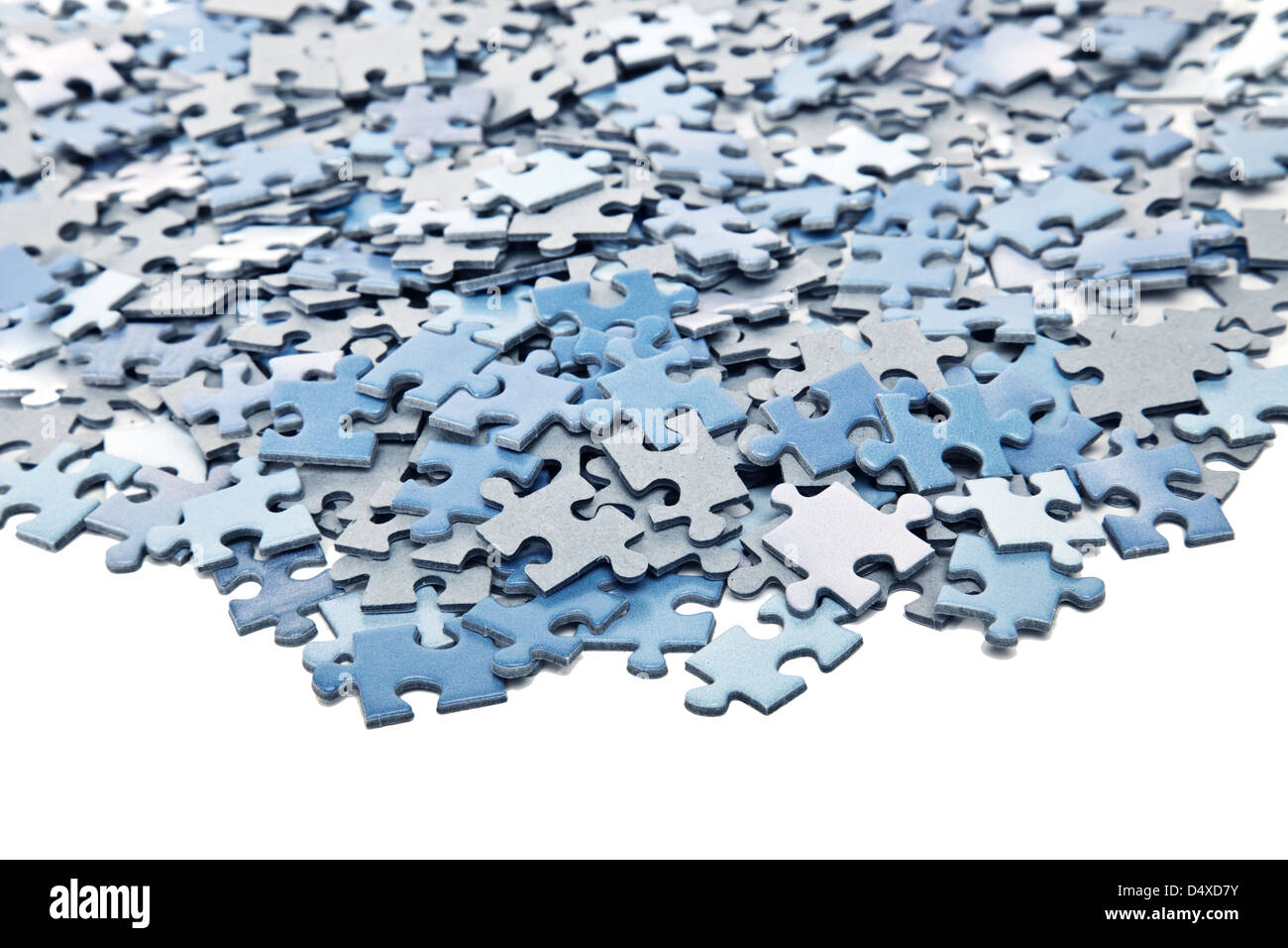 elements of blue jigsaw puzzle isolated over white background Stock ...