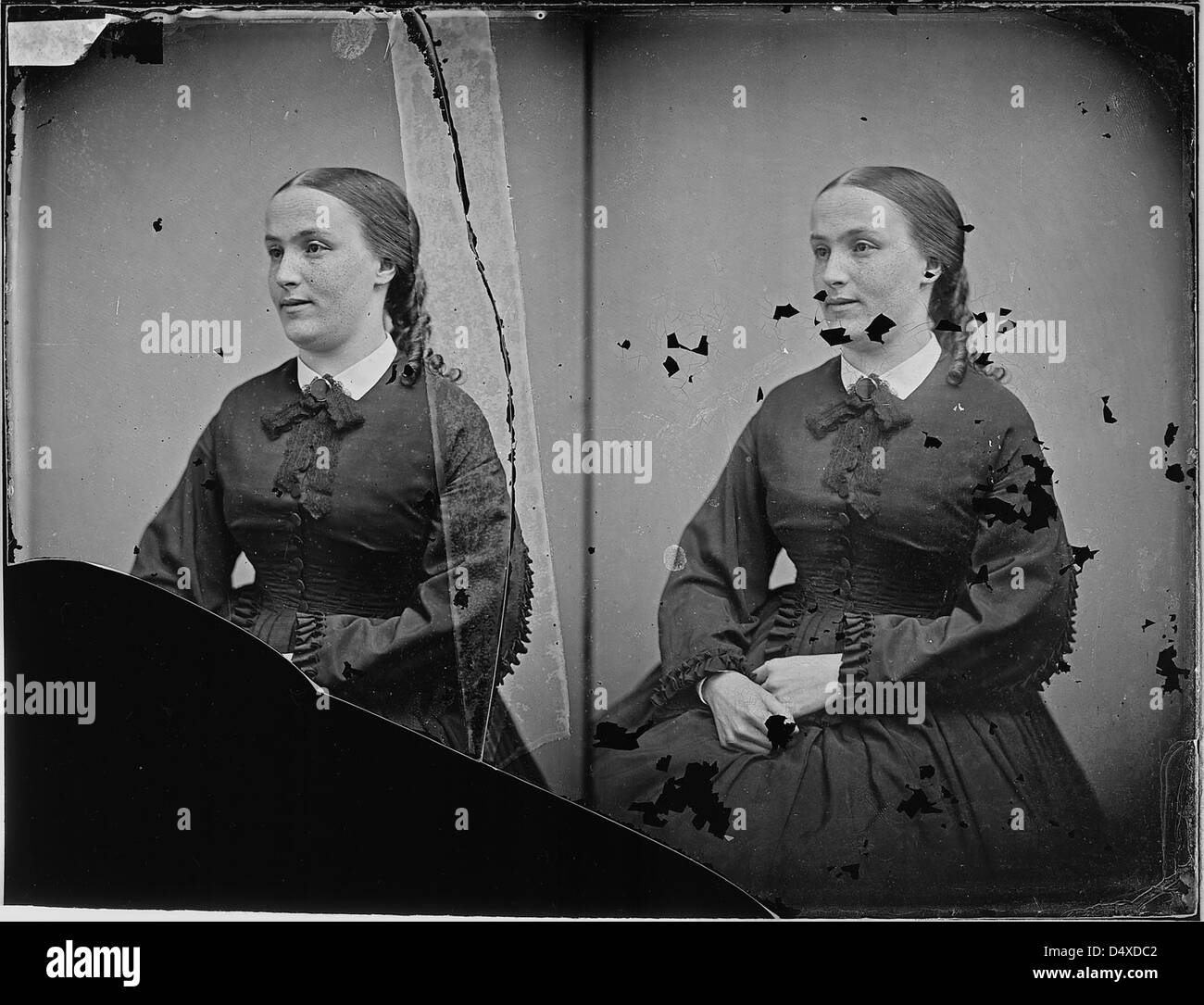 This photograph by Mathew Brady shows a woman from the Civil War era ...