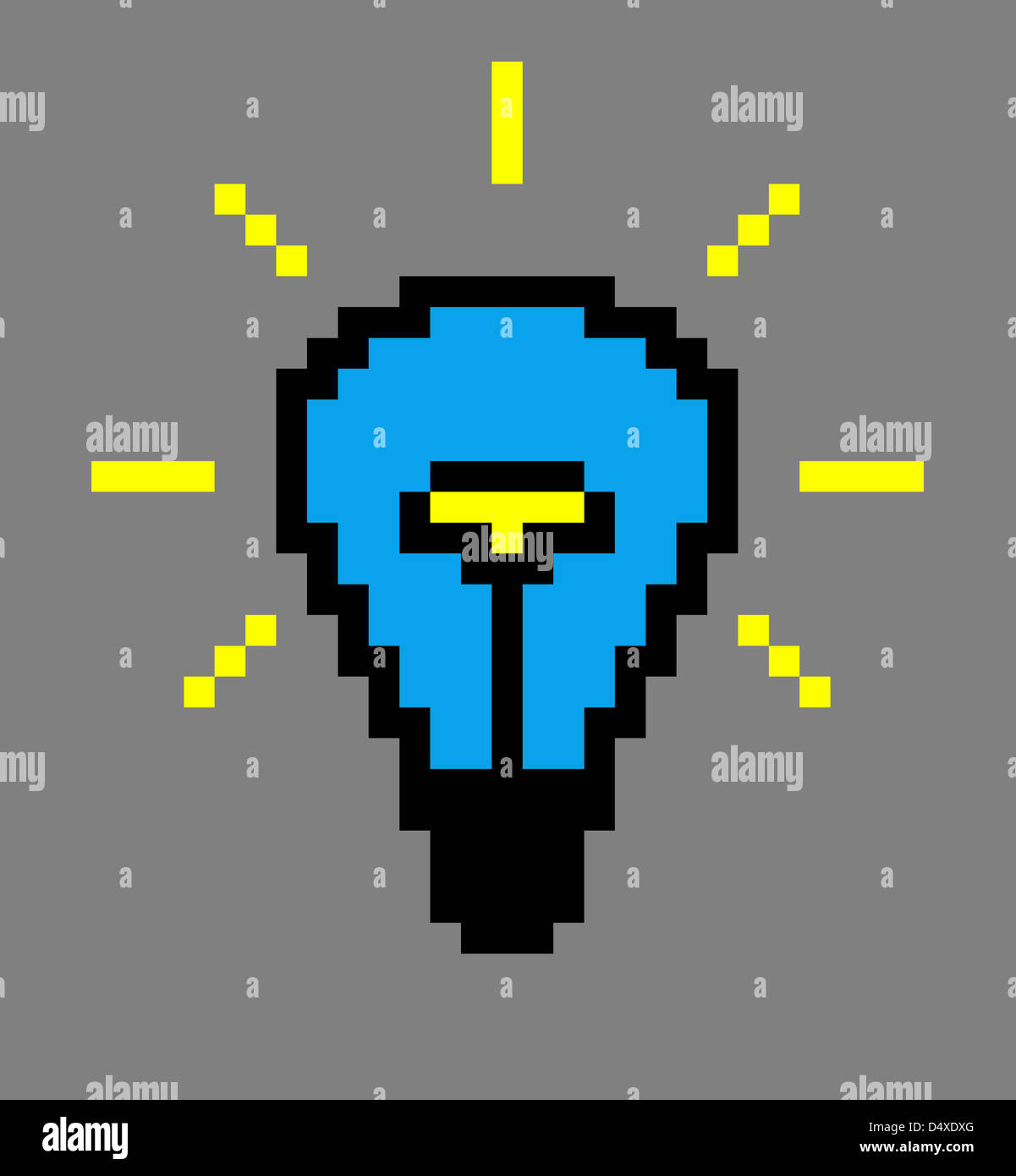 Pixel art. Blue light bulb Stock Photo - Alamy