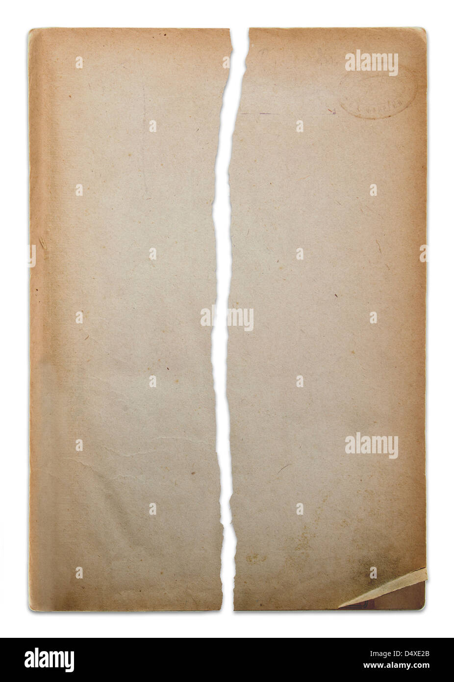 old paper torn into two pieces isolated over white background Stock ...