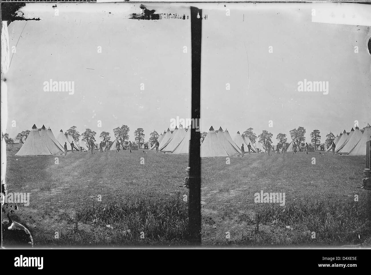 A Civil War camp scene photographed by Mathew Brady, showing soldiers ...