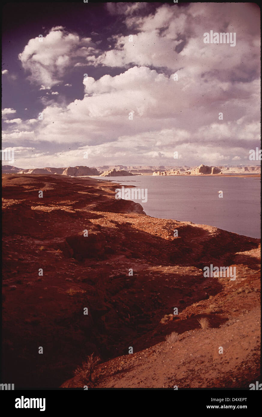 Lake Powell, created by the Glen Canyon Dam, is captured in this ...