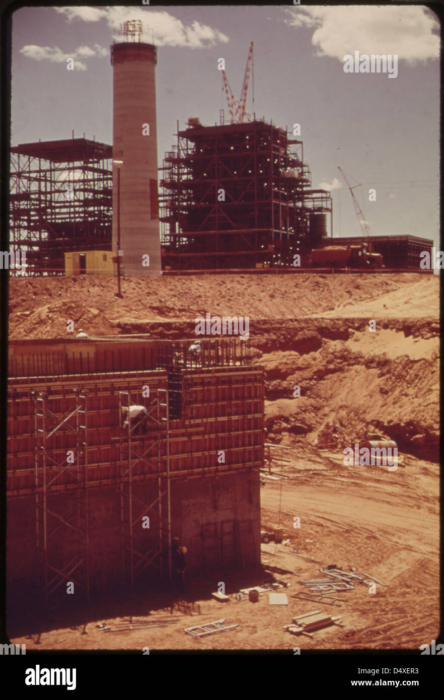 Photograph of the Navajo Generating Plant under construction. Located ...