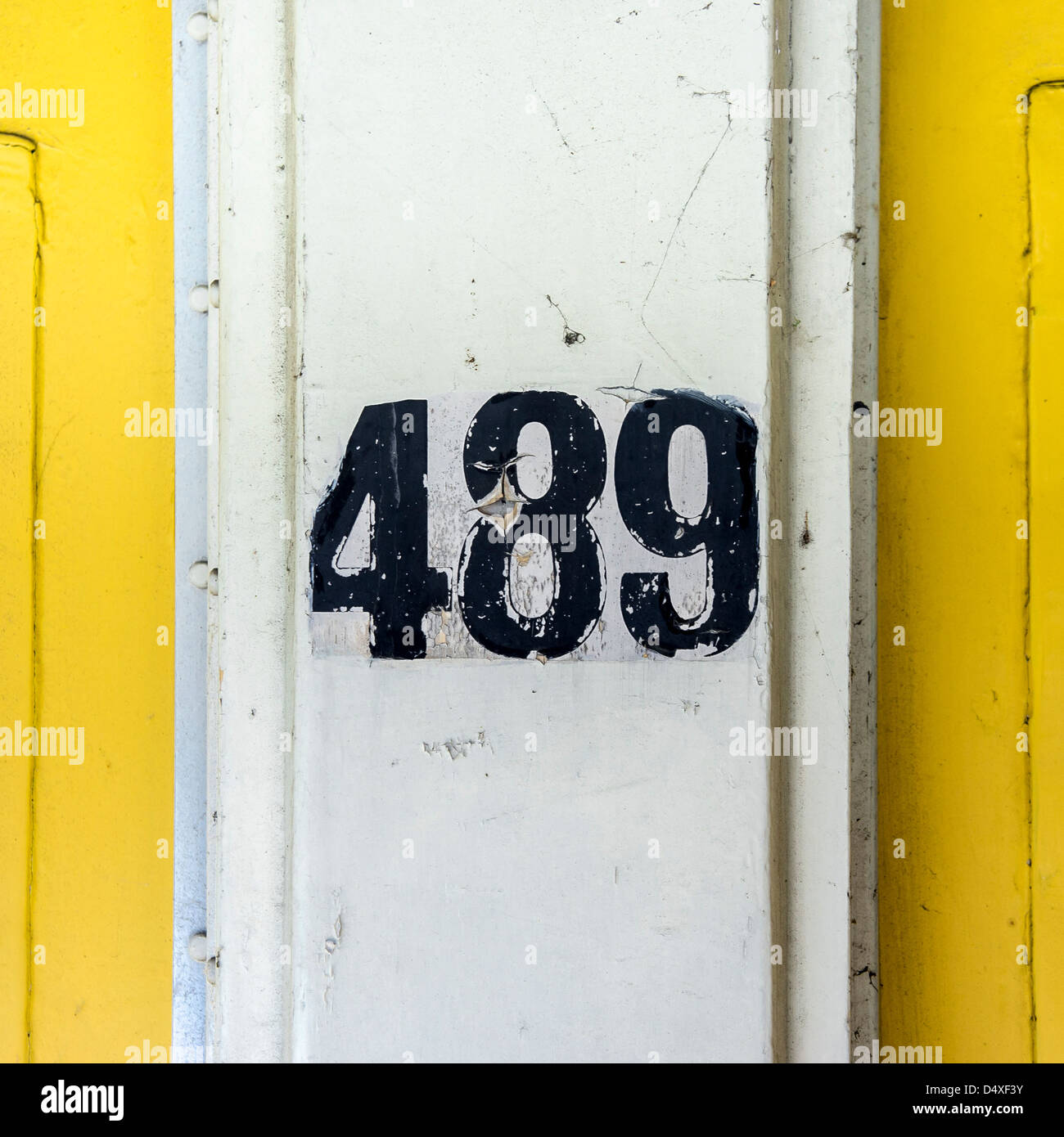 house number four hundred and eighty-nine. Black lettering on a white background Stock Photo - Alamy