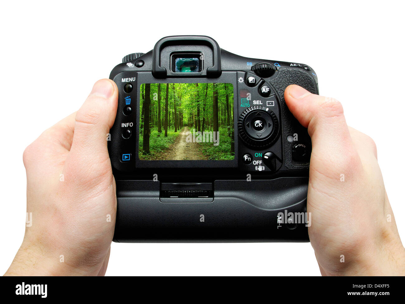 black digital camera in hands Stock Photo - Alamy