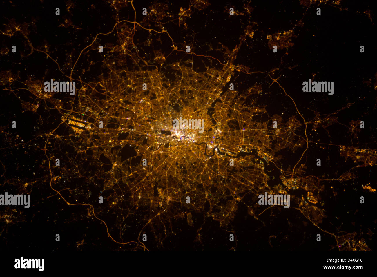 London at night from International Space Station Stock Photo - Alamy
