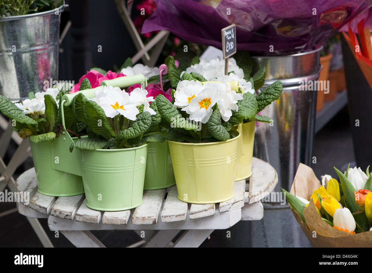 Colorful variety of flowers sold in the market in London Stock Photo ...