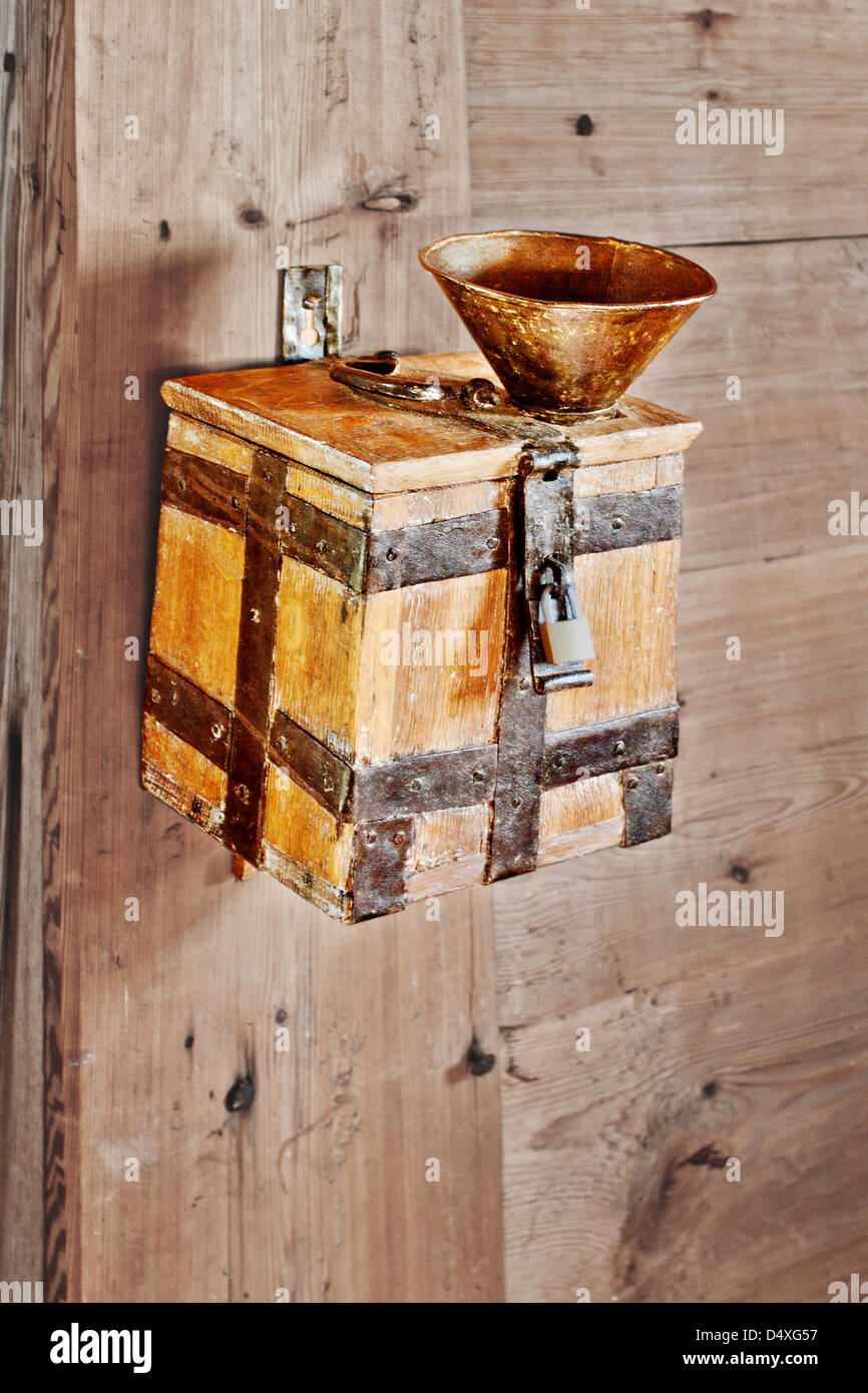 Donations or alms collection box Stock Photo - Alamy