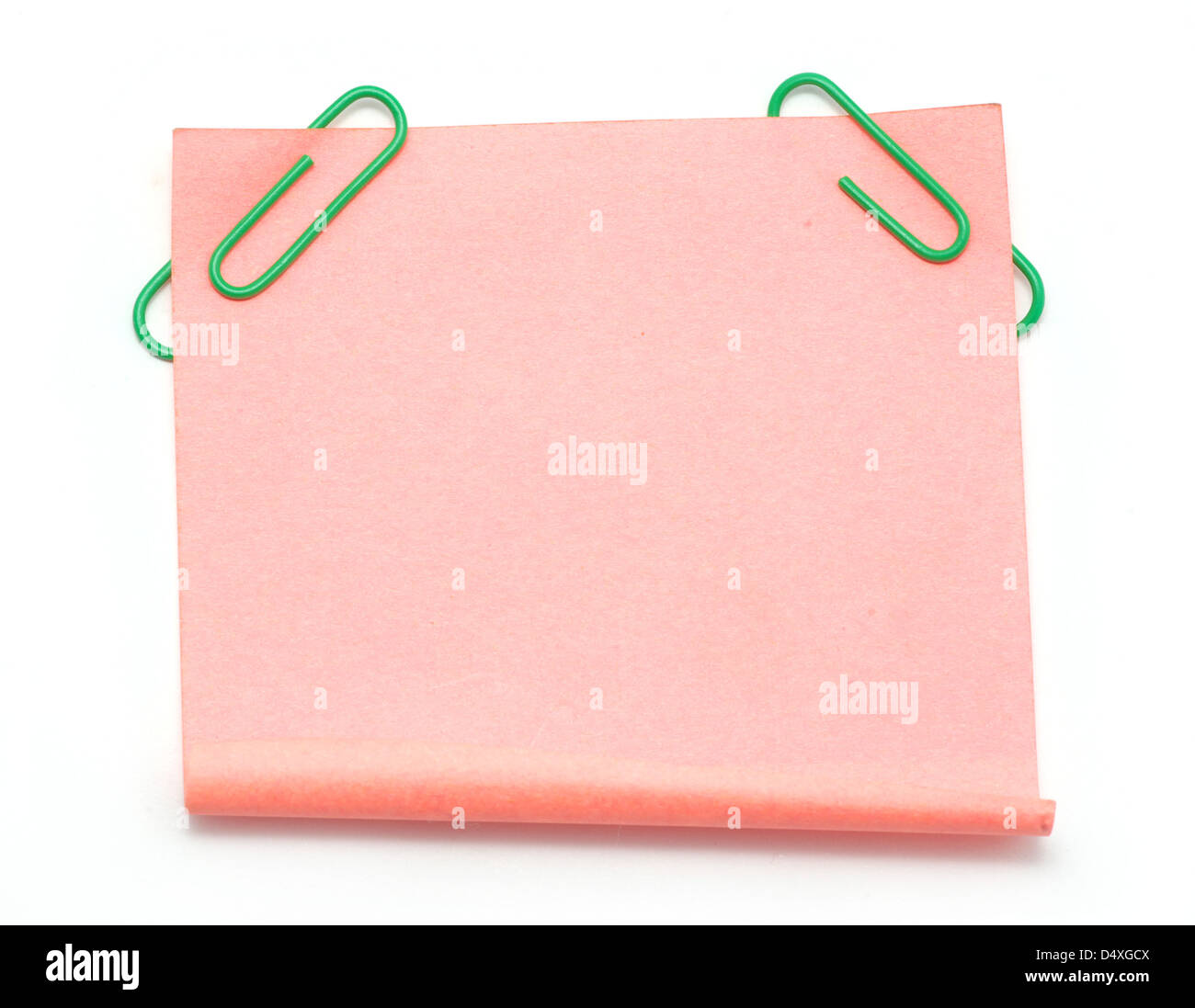 Blank note paper and red paper-clip isolated on white Stock Photo - Alamy