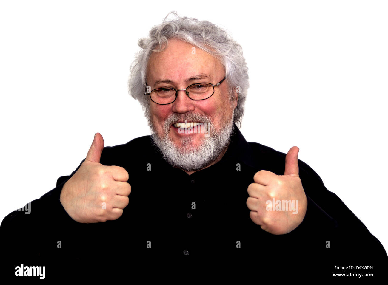 A senior is giving two thumbs up Stock Photo - Alamy