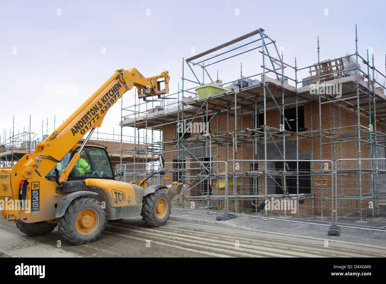 Construction of traditional two storey, brick housing in Sheffield, UK ...