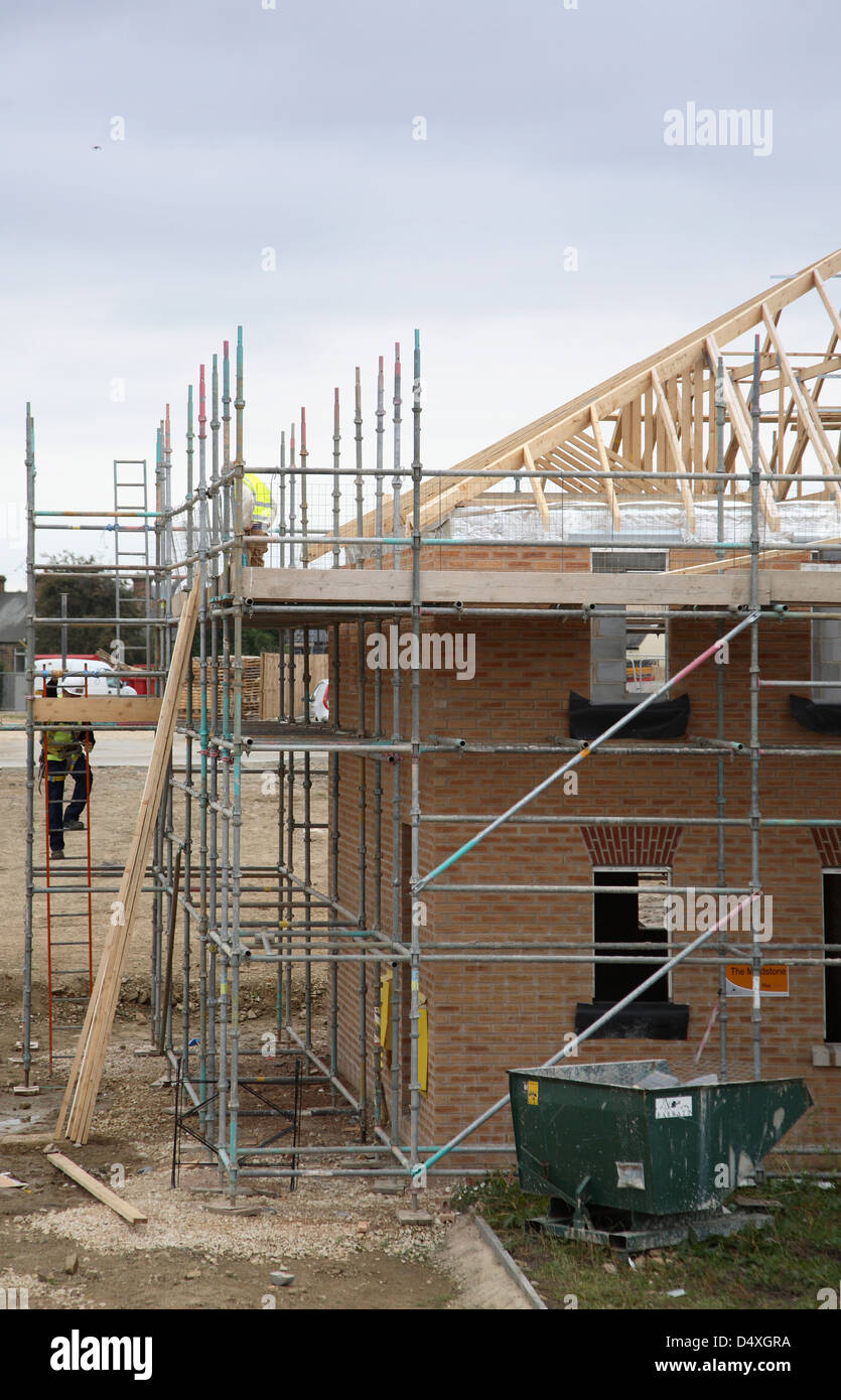 Construction of traditional two storey, brick housing in Sheffield, UK ...