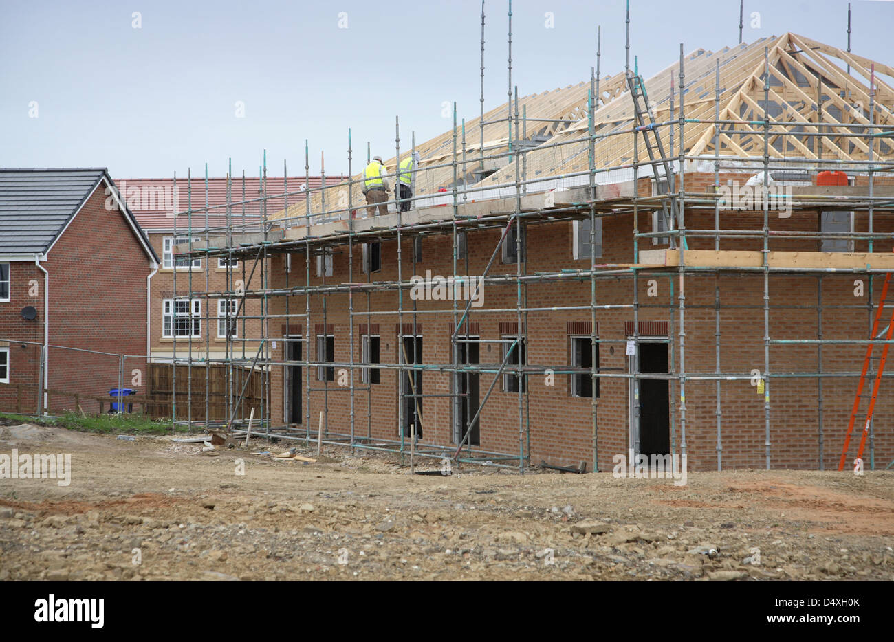 Construction of traditional two storey, brick housing in Sheffield, UK ...