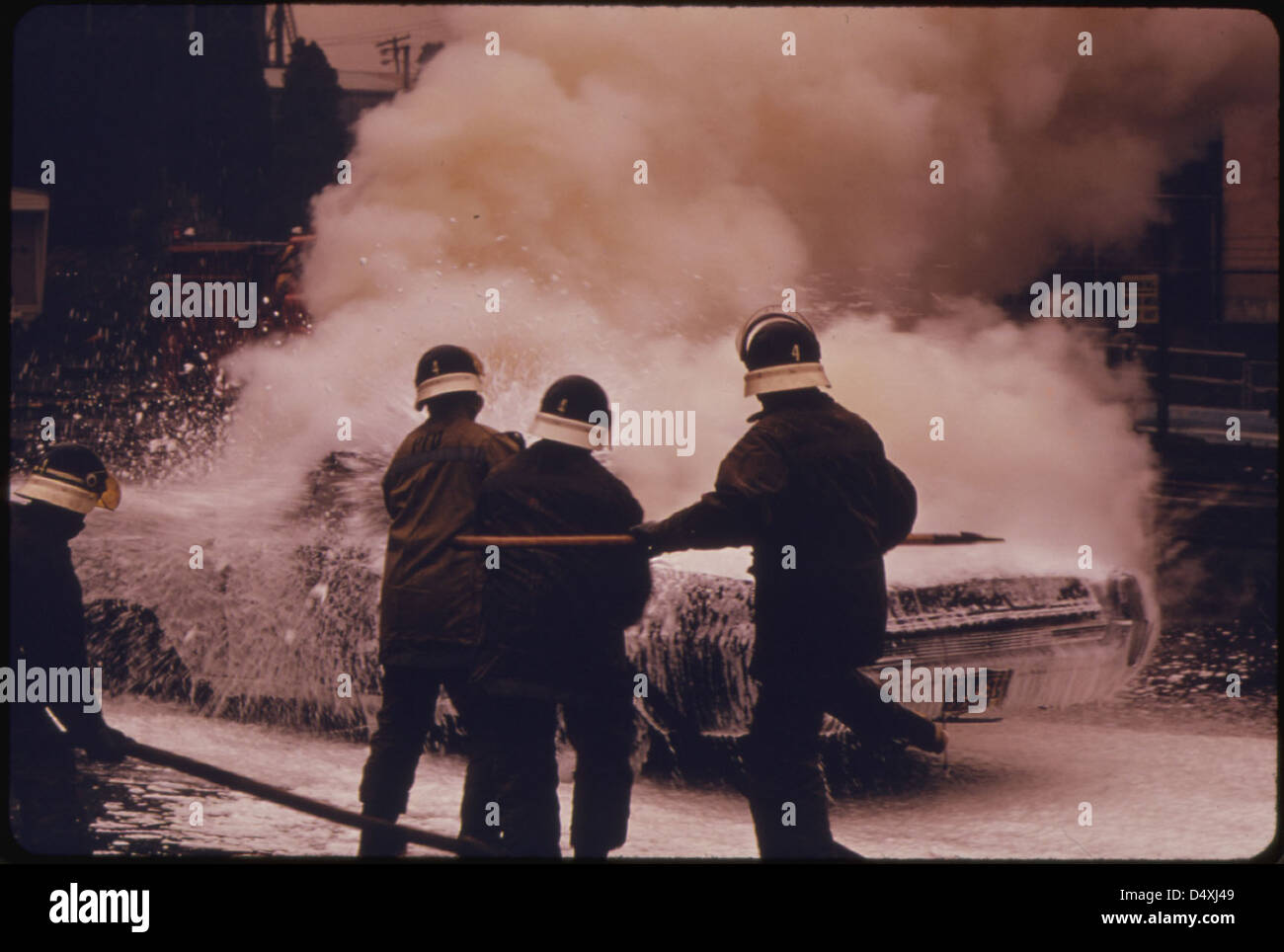A demonstration by a fire department training station in January 1974 ...