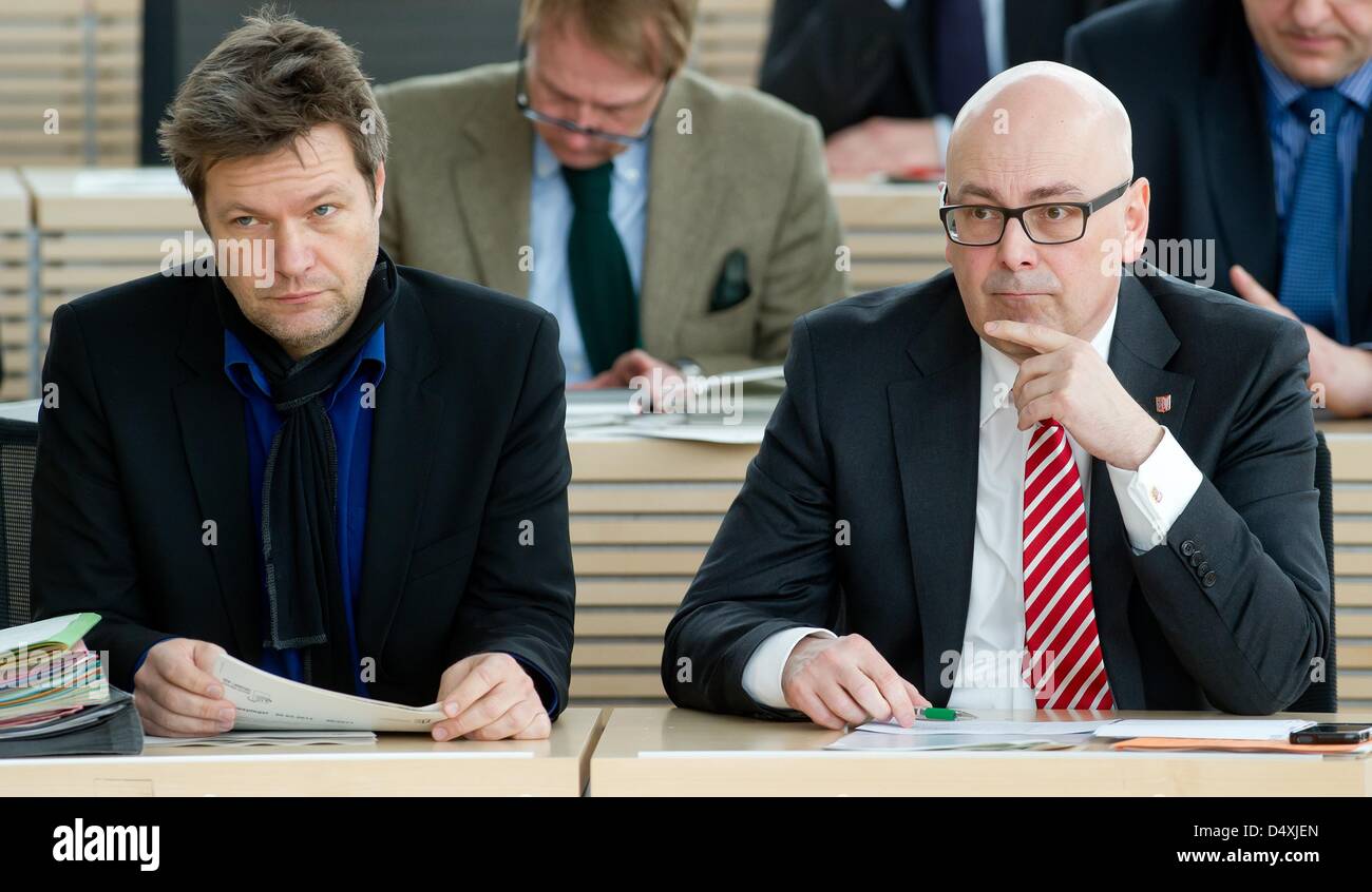 Premier of Schleswig-Holstein Torsten Albig (R) and the Minister for ...