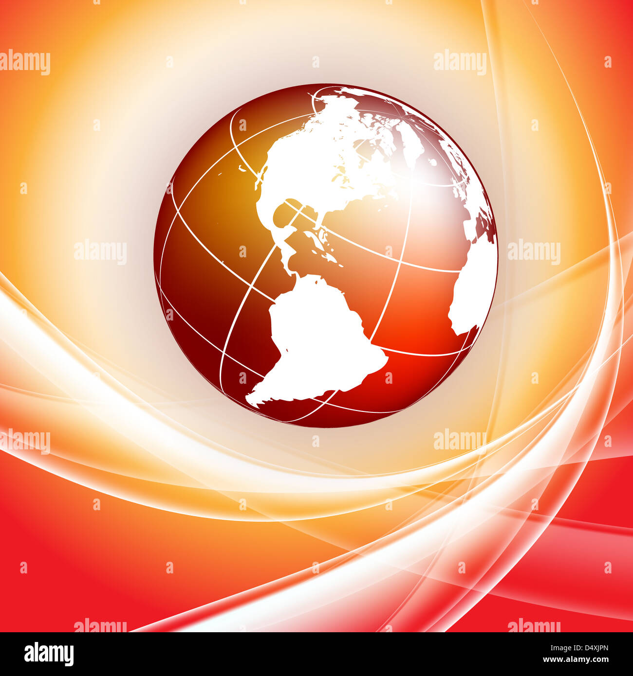 wavy lines with copy space and globe Stock Photo - Alamy